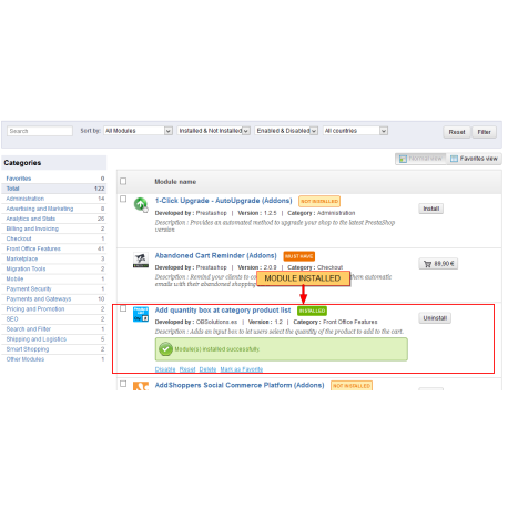 Product List Quantity Box PrestaShop Module