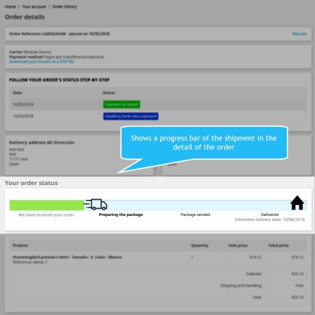 Estimated delivery progress bar Prestashop Module
